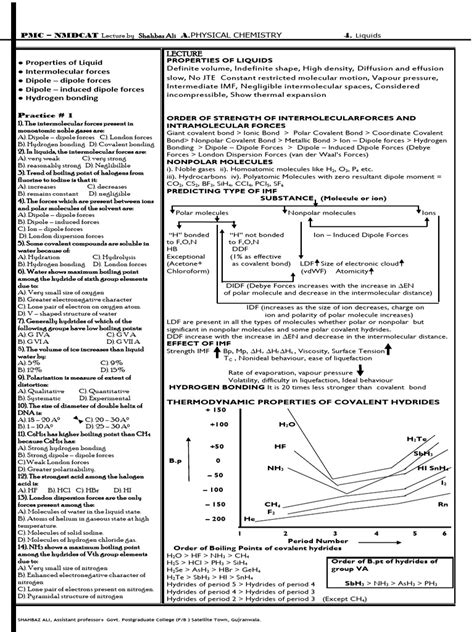 Lec Unit 4 Liquids Pdf Chemical Polarity Intermolecular Force
