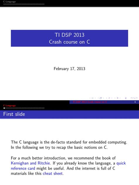 Ti Dsp 2013 Crash Course On C February 17 2013 Pdf Pointer