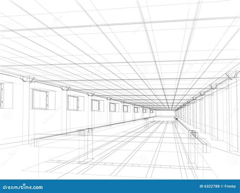 Bosquejo 3d De Un Interior De Un Edificio Público Stock De Ilustración