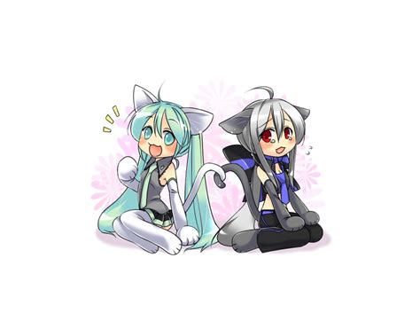 Animal Ears Caffein Catgirl Hatsune Miku Tail Twintails Vocaloid White