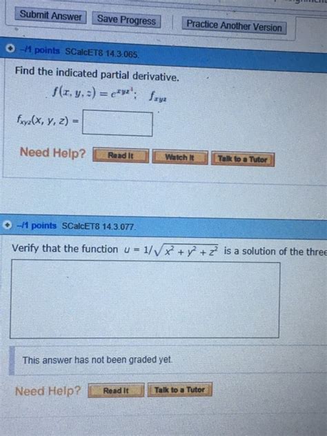 Solved Submit Answer Save Progress Practice Another Version