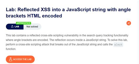 Lab Reflected Xss Into A Javascript String With Angle Brackets Html