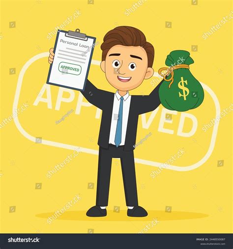 Young Man Personal Loan Form Approved Stock Vector Royalty Free