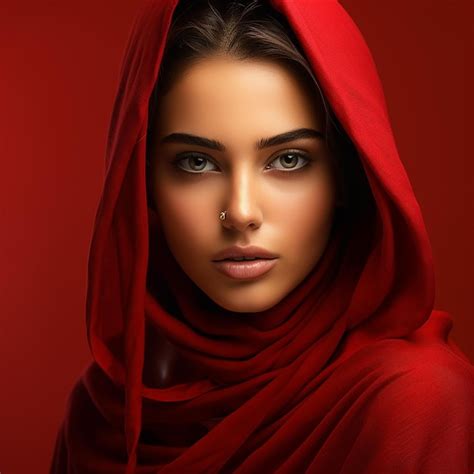 Premium Photo Image Of A Beautiful Arab Girl On A Red Background