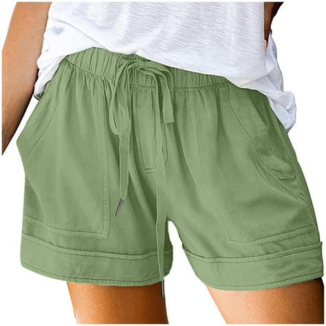 High Waist Casual Shorts For Womencotton Short With Pockets And
