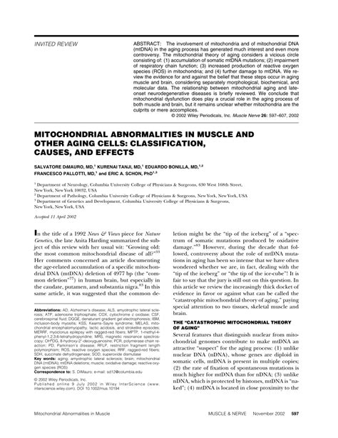 Full Article Mitochondrial Abnormalities In Muscle And Other Aging Cells Classification