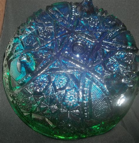 Blue To Green Cut Glass Footed Bowl Marked 7 On Bottom Collectors Weekly