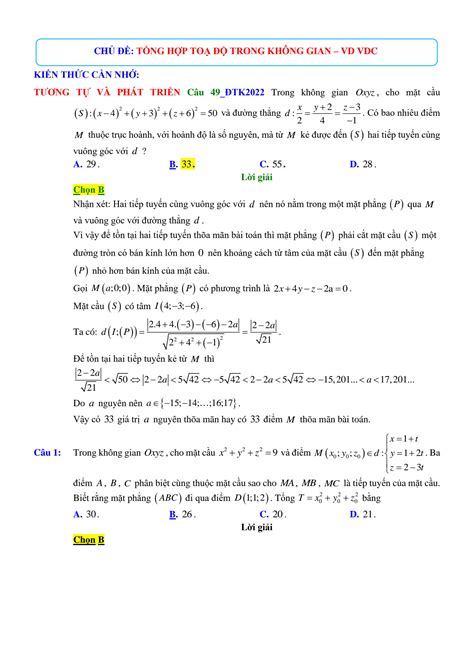 SOLUTION: Tong hop toa o trong khong gian vd vdc copy - Studypool