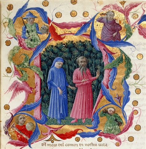 Detail Of An Historiated Initial N In Dante And Virgil Dante