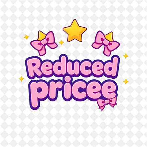 Chibi Text Reduced Price With Twinkling Stars And Cute Bows Text Is