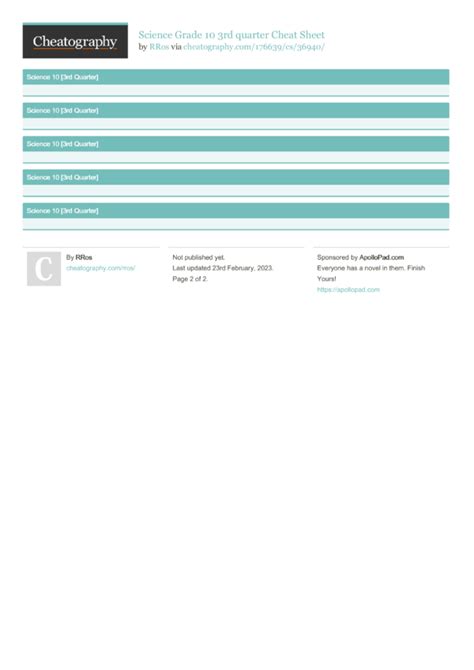 Science Grade 10 3rd Quarter Cheat Sheet By Rros Download Free From Cheatography