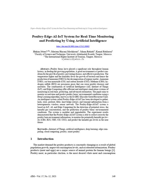 Poultry Edge Ai Iot System For Real Time Monitoring And Predicting By