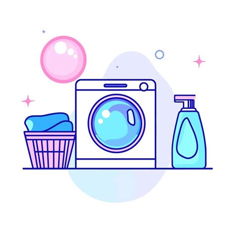 Minimalist Laundry Icon With Bubbles And Basket Premium Ai Generated