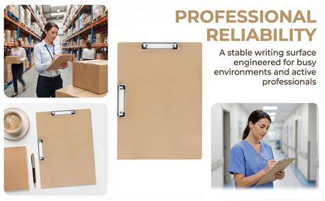 4 Pcs 11x17 Clipboard Wooden Lap Board With Low Profile Clip Brown