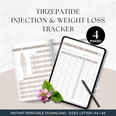 Tirzepatide Injection Tracker Tirzepatide Weight Loss Tracker Simple Injection Log Glp Chart