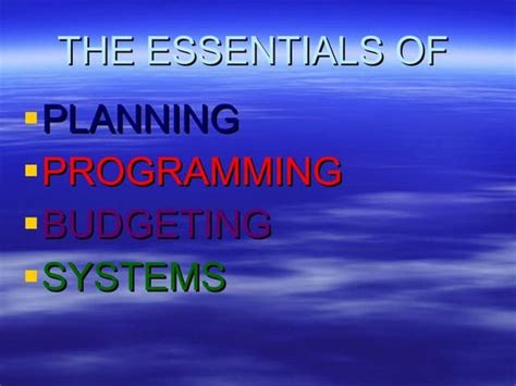 Stages Of Planning Programming And Budgeting System Ppbs Pptx