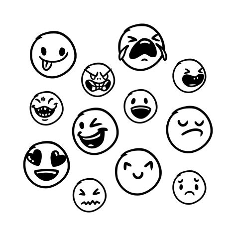 Set Of Cute Emoticon Hand Drawn With Isolated Background Vector