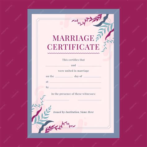 Blank Marriage Certificate Template