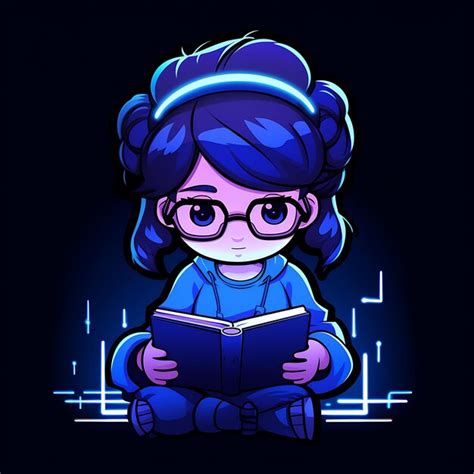 Premium Photo Neon Character Of Studious Chibi Girl With Glasses And