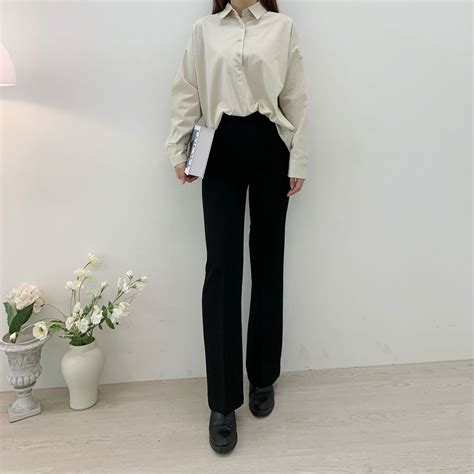 4컬러s L사이즈 속밴딩 스판 일자 와이드 팬츠 슬랙스