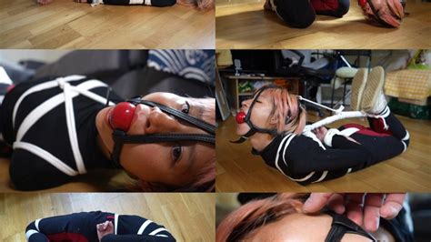 Y Submissive Chinese Girl In Strict Frog Tie And Hogtie Muffled