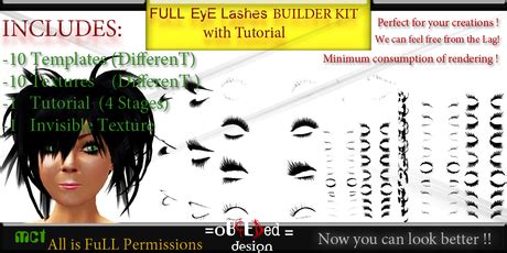 Second Life Marketplace Fully Eye Lashes Builder Kit With Tutorial By
