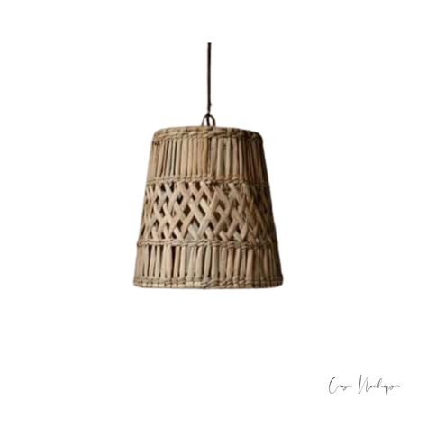 Lámpara Redonda En X Iluminación Artesanal En Fibra Natural Casa Nochipa