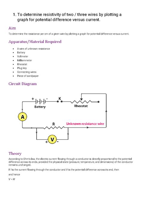 Class 12 Physics Practical Determining Resistance And Resistivity