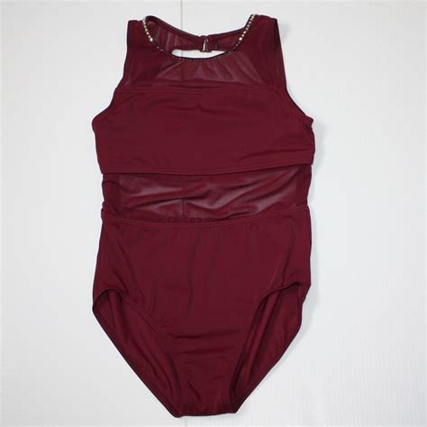 Weissman Girls Dance Leotard Costume In Burgundy Wit Gem