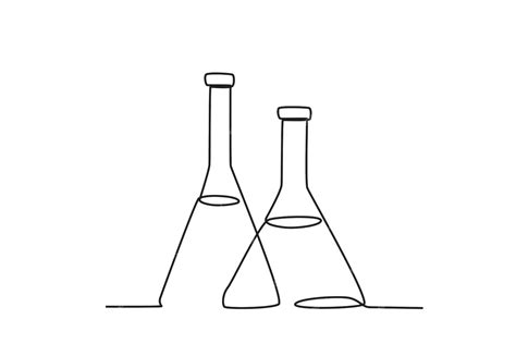Erlenmeyers Contienen Productos Químicos Dibujo Oneline De Equipos De Laboratorio Vector Premium