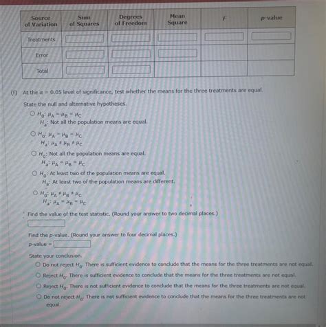 Solved A Compute The Sum Of Squares Between Treatments