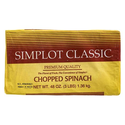 Simplot Leaf Spinach 3 Lb Package 12 Packages Per Case