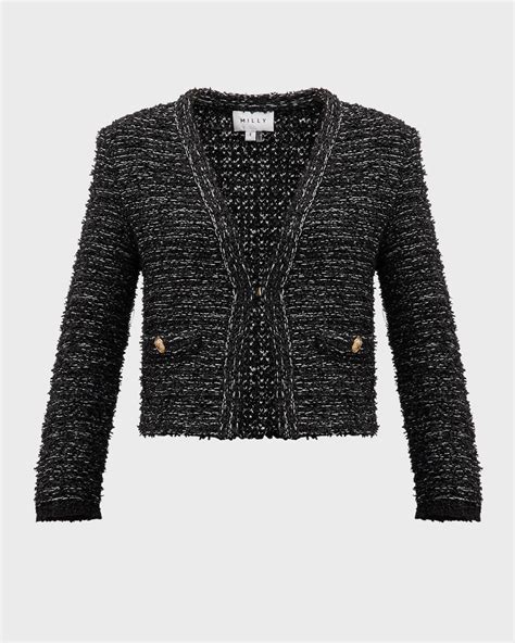 Milly Cropped Boucle Tweed Jacket Neiman Marcus