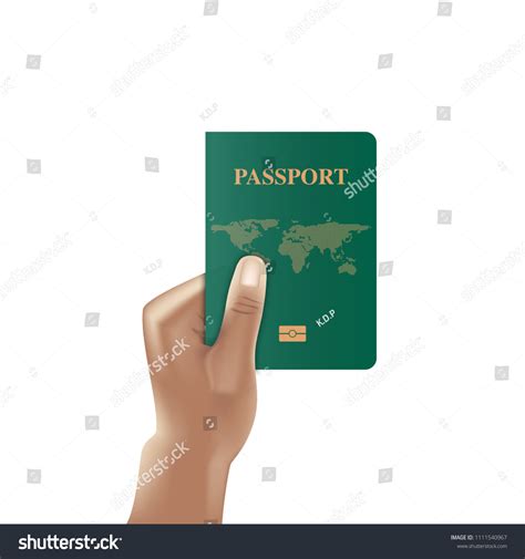 Passport Book Hand Holding Identification Citizen เวกเตอร์สต็อก ปลอด