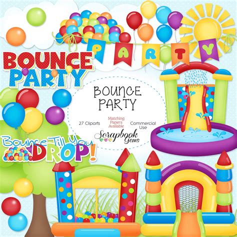 Bounce Party Clipart 27 Png Clipart Files Instant Download Bounce