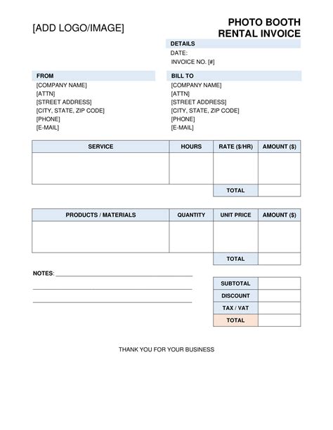 Rental Invoice Template Excel