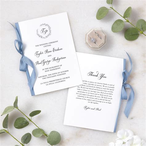 Wedding Program Booklet With Silk Ribbon Paper And Lace
