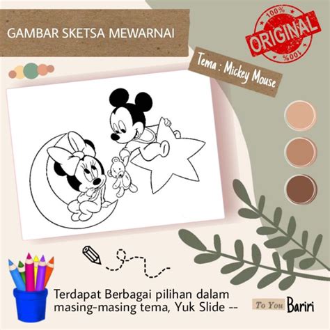 Jual Gambar Sketsa Mewarnai Mickey Mouse Sketsa Lukis Sketsa Sablon Shopee Indonesia
