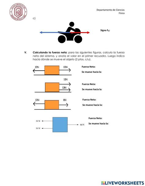 Hoja De Trabajo De Fuerza Neta Con Respuestas