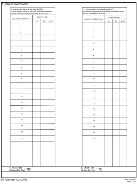 Da Form 1506 1 Statement Of Service Continuation Sheet Free Online Forms