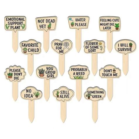 Mom Plant Stakes 15 Pcs Funny Plant Markers Wooden Garden Signs With Cute Sayings For Potted