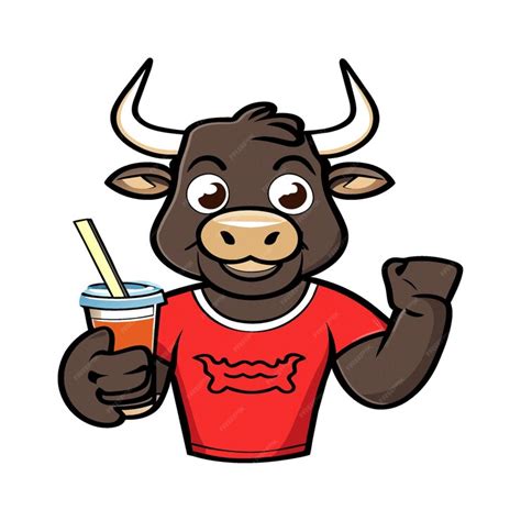 Premium Vector Clipart Artwork Bull Mascot Smoothie 397