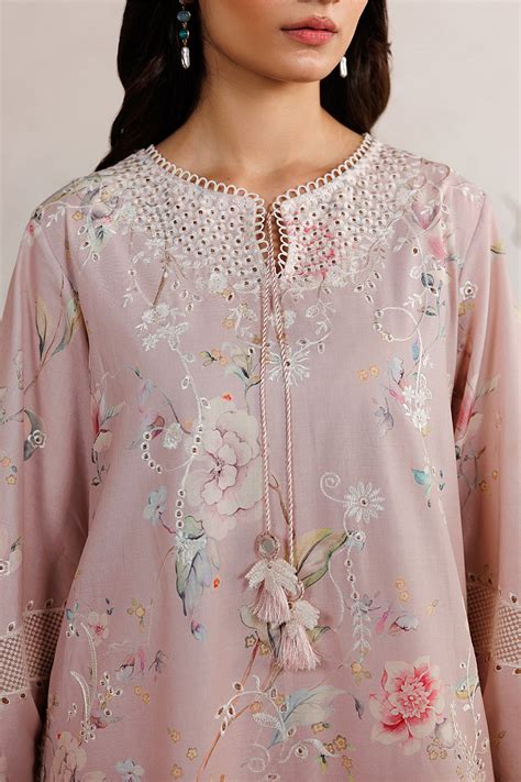 Pink Embroidered Printed Lawn Dress Festive Lawn 26 Iznik Global