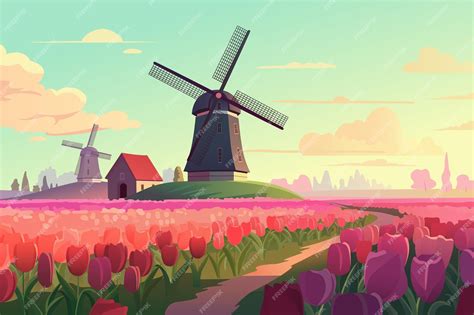 Premium Vector Background Windmills An Artistic Depiction Of