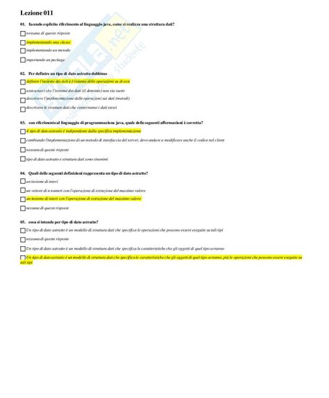 Paniere Di Algoritmi E Strutture Dati Risposte Multiple