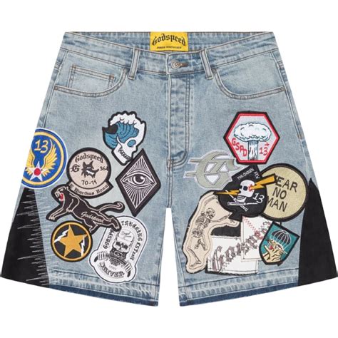 Godspeed Patchwork V2 Denim Shorts Blue Unique Chicago