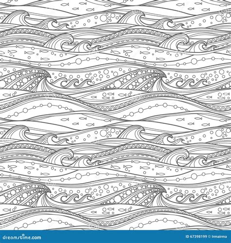 Coloring Page Sea Pattern Stock Vector Illustration Of Hand 67398199