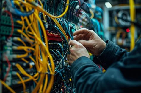 Premium Photo An Electrician Working On A Complex Wiring System In A