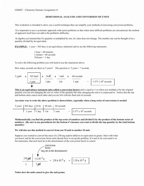 Dimensional Analysis Problems Worksheet Proworksheet