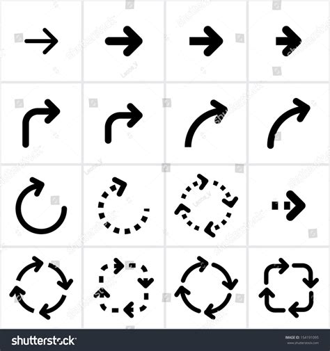 Set Black Arrowsrasterized Version Stock Illustration 154191095